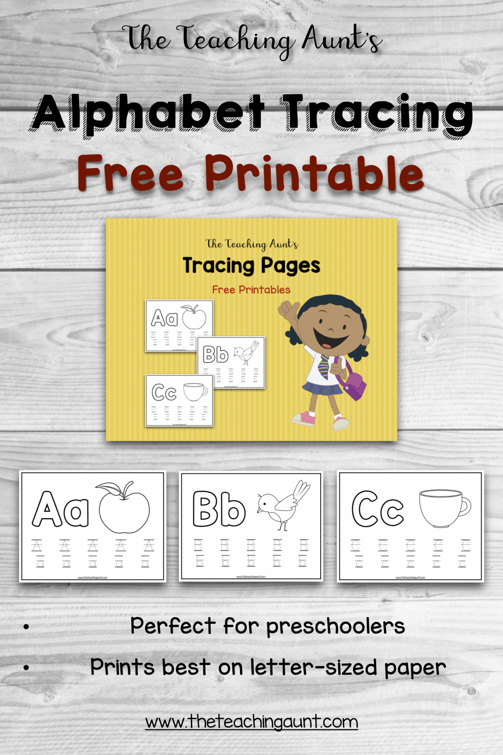 Alphabet Tracing Free Printable - The Teaching Aunt