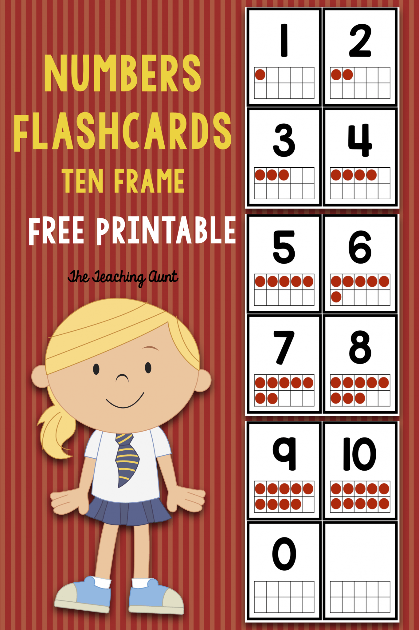 Numbers Flashcards Ten Frame - The Teaching Aunt