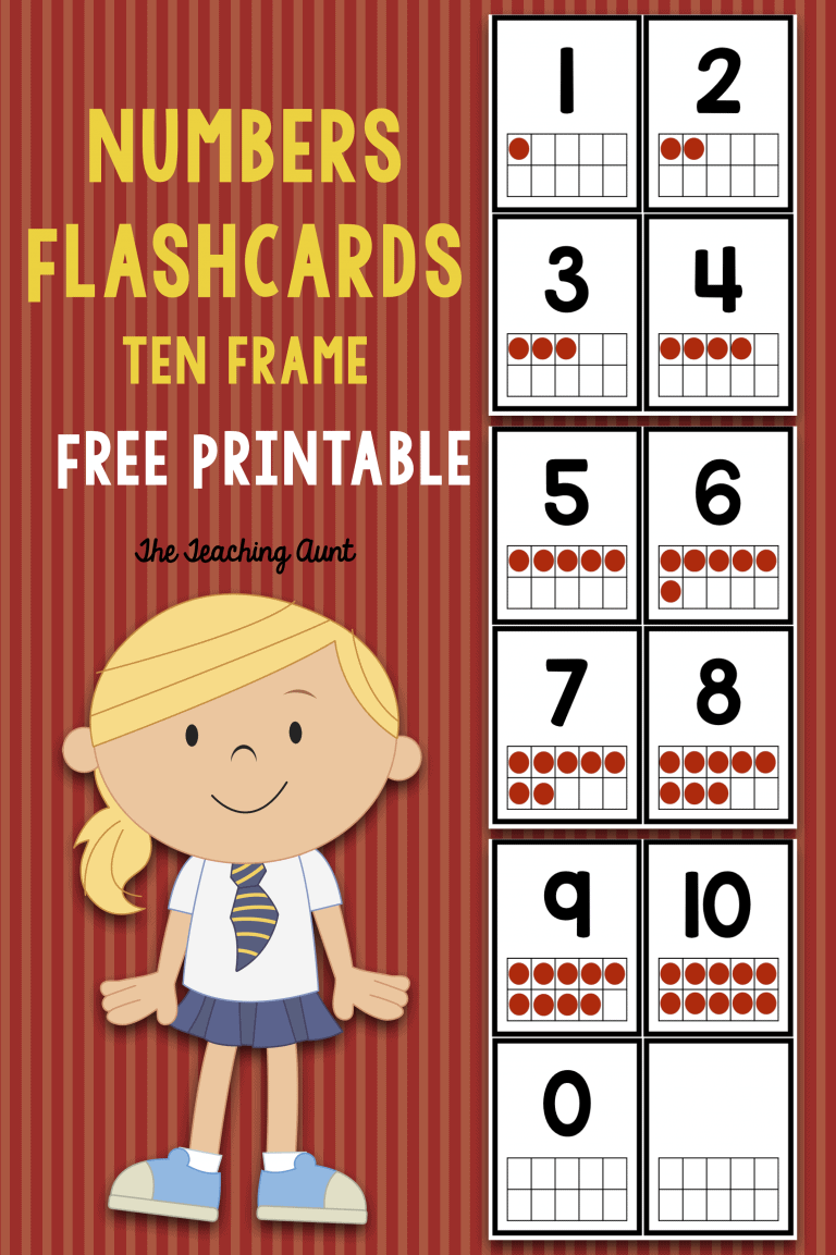 Numbers Flashcards Ten Frame - The Teaching Aunt