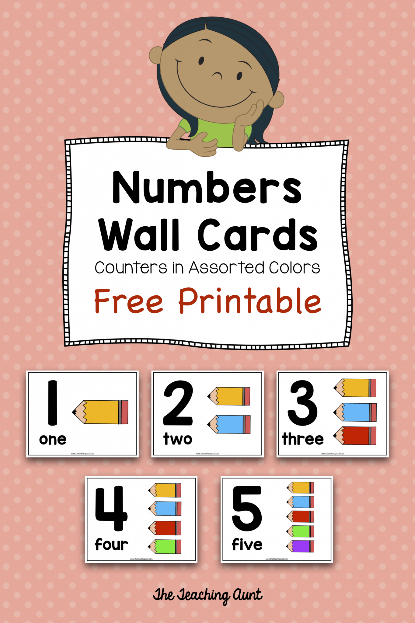 Number Wall Cards for Preschoolers with Colorful Pencil Counters - The ...