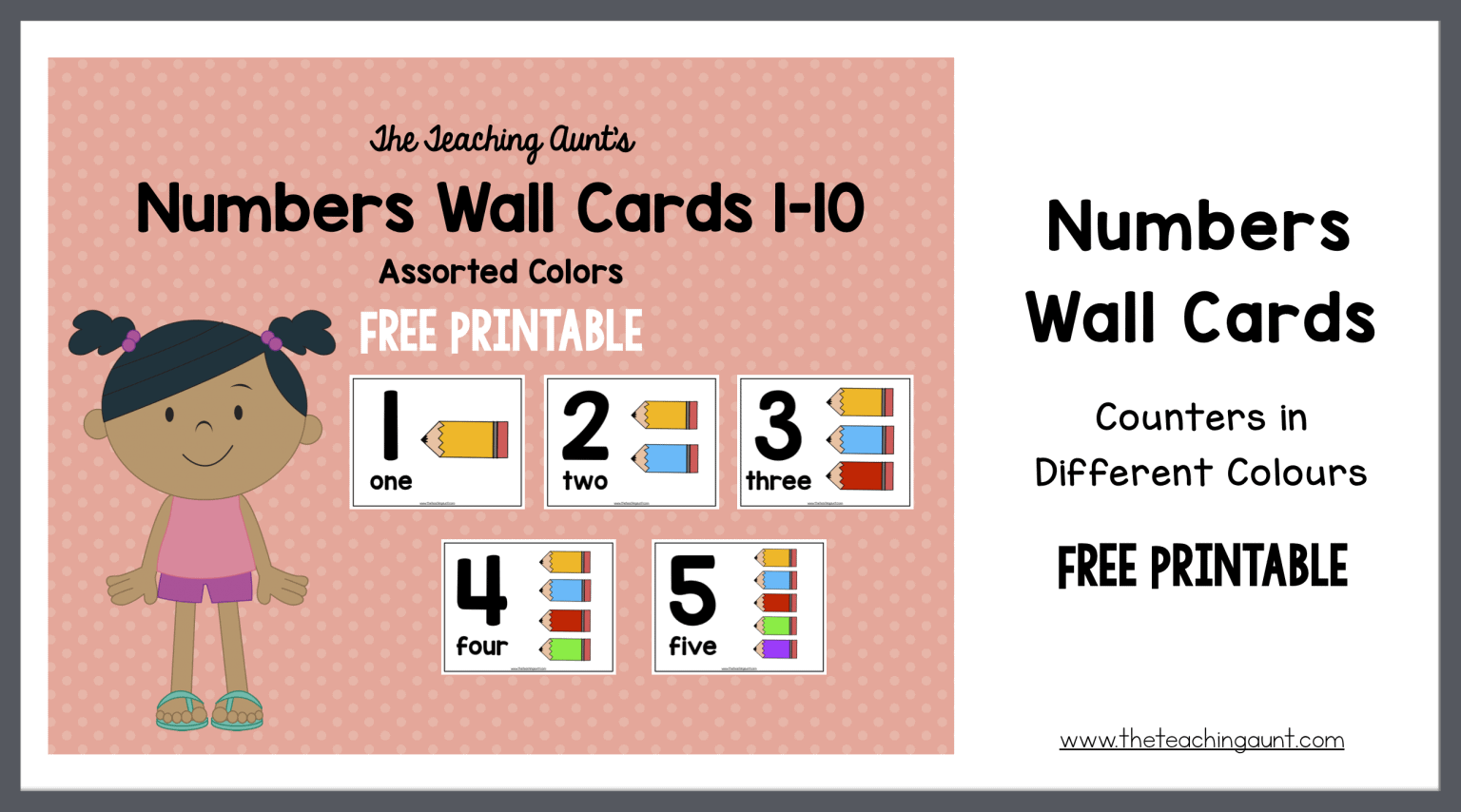 Number Wall Cards for Preschoolers with Colorful Pencil Counters - The ...