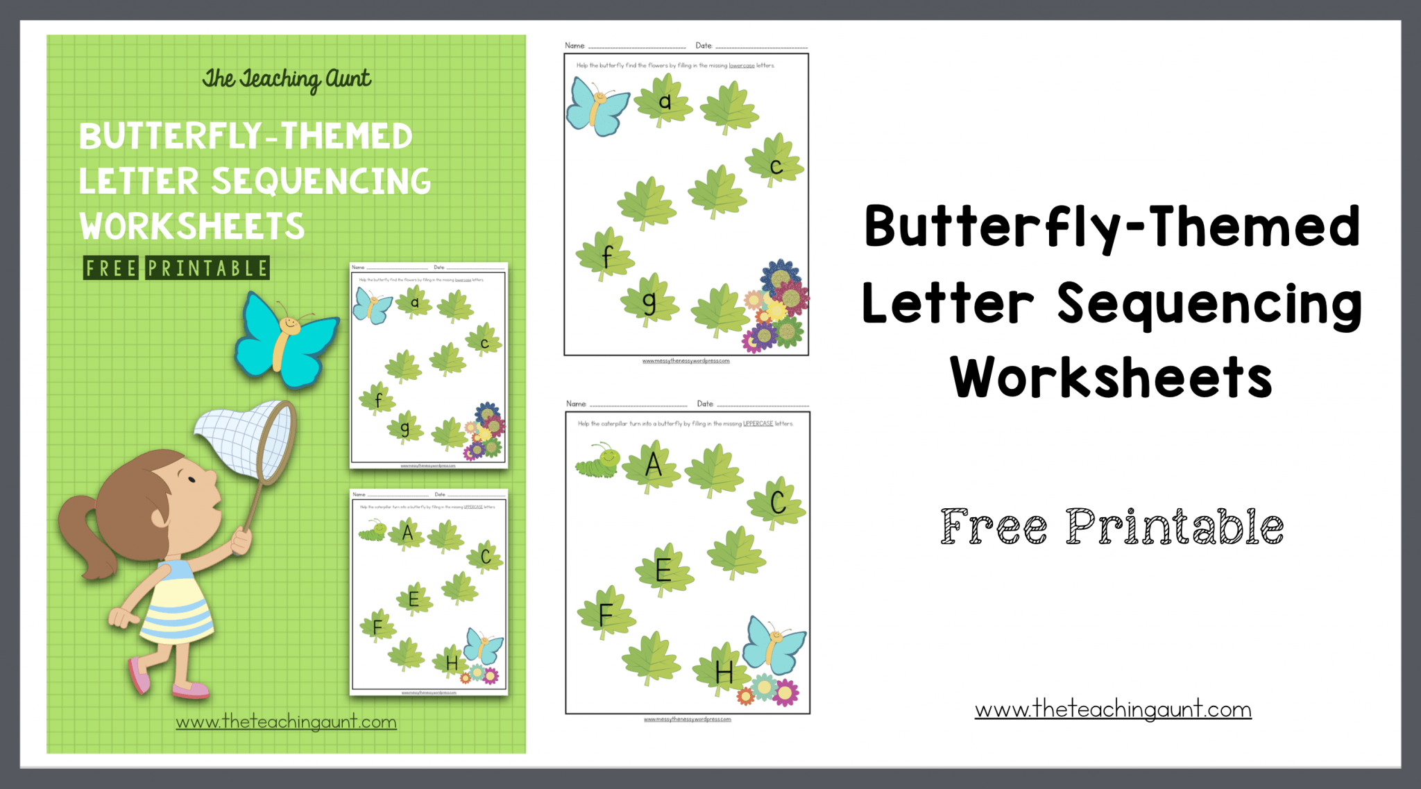 Butterfly-Themed Letter Sequencing Worksheets - The Teaching Aunt