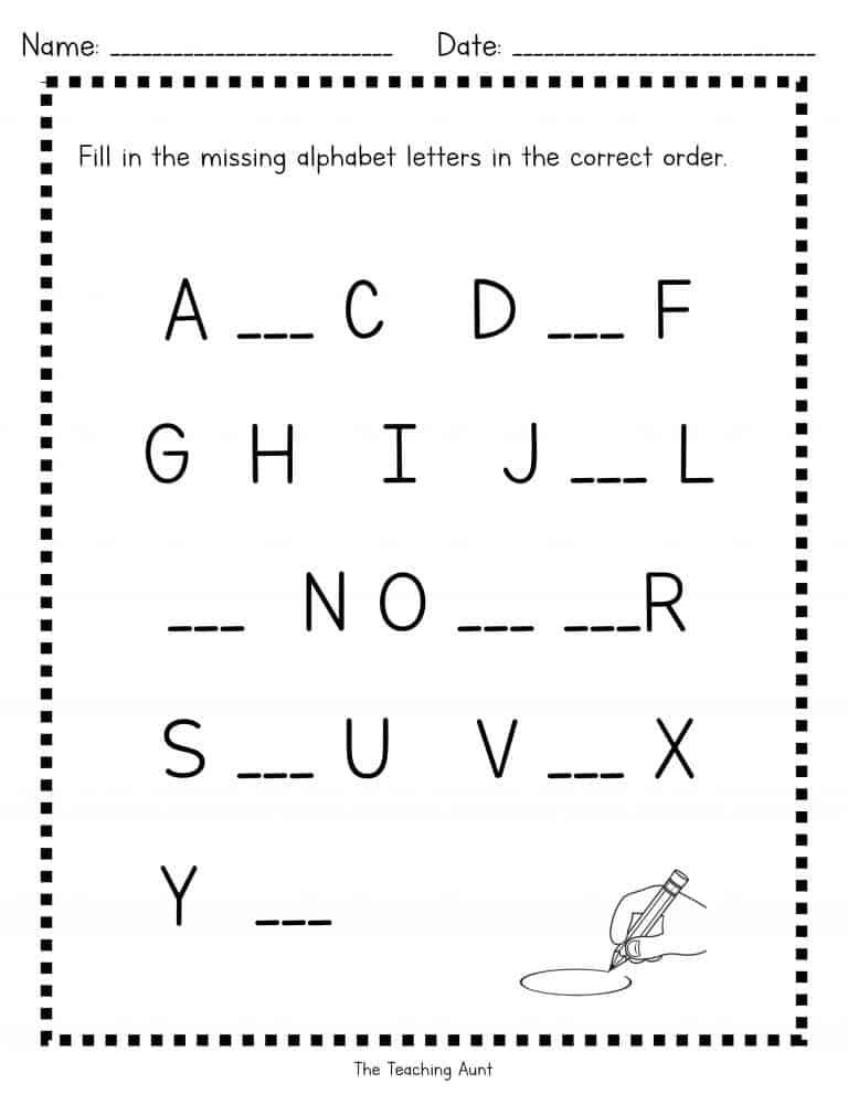 Missing Uppercase Letters Worksheets - The Teaching Aunt
