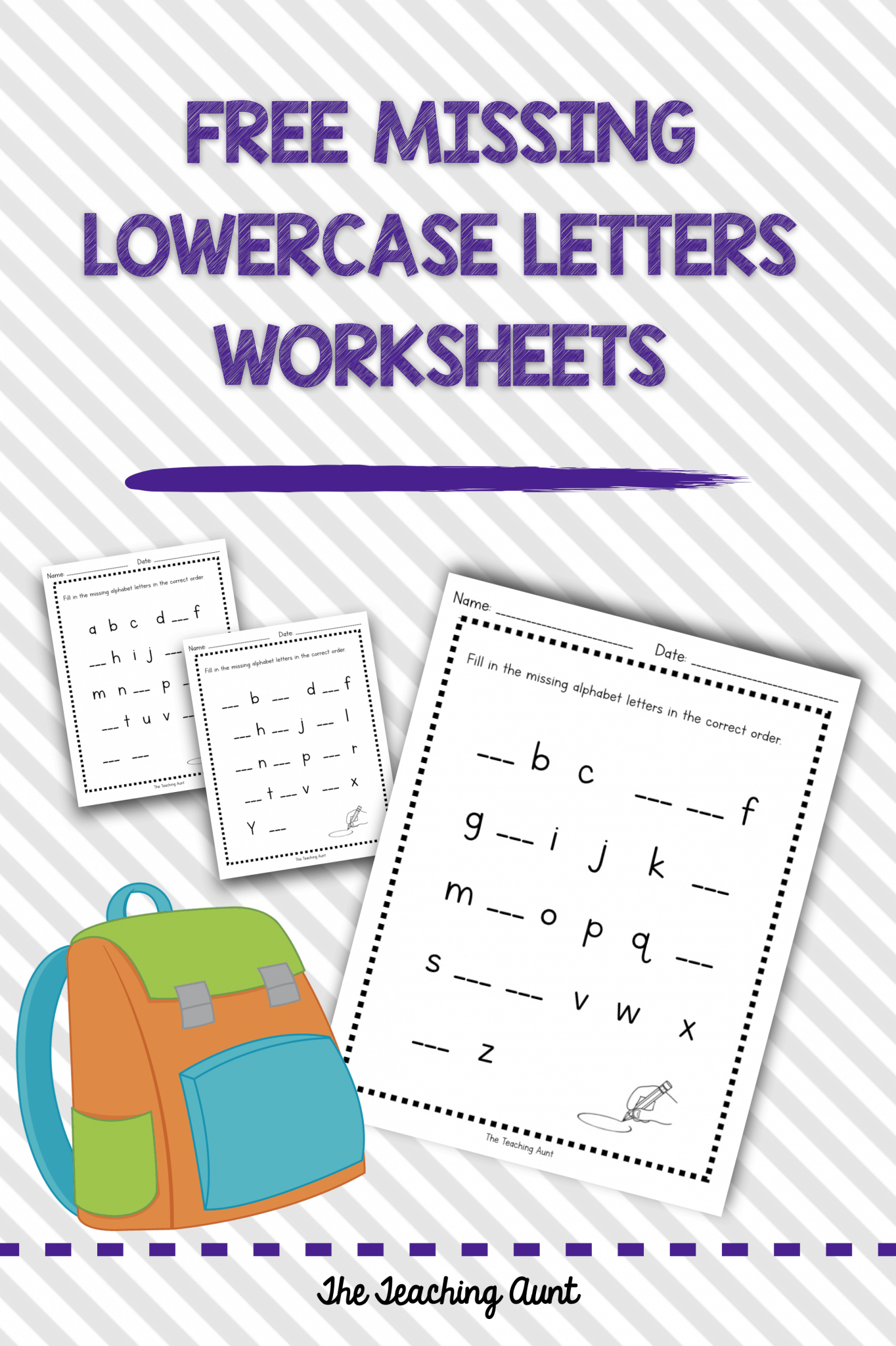 Missing Lowercase Letters Worksheets - The Teaching Aunt