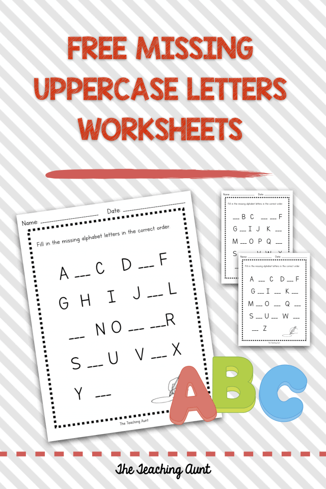 Missing Uppercase Letters Worksheets - The Teaching Aunt
