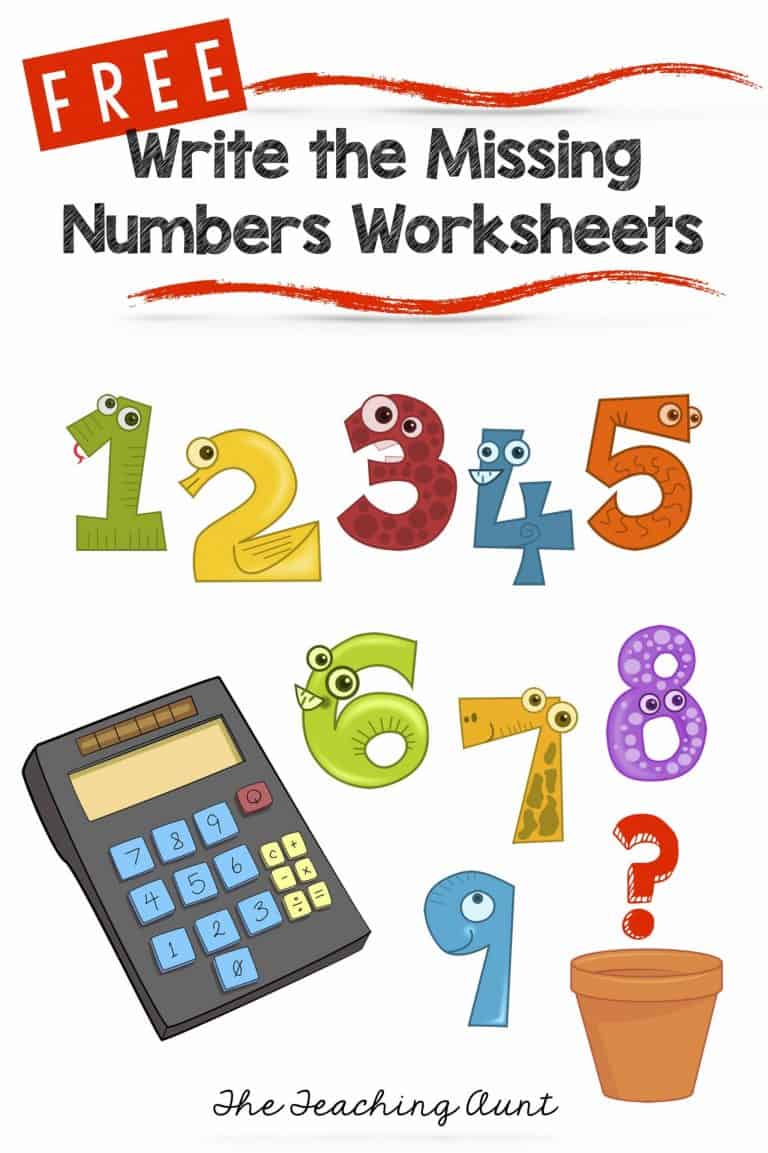 Free Missing Numbers Worksheets - The Teaching Aunt