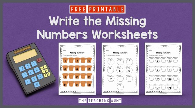 Free Missing Numbers Worksheets - The Teaching Aunt