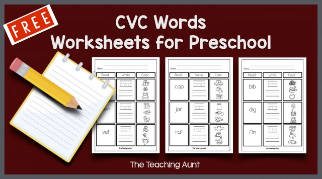 Free CVC Words Worksheets for Preschool - The Teaching Aunt