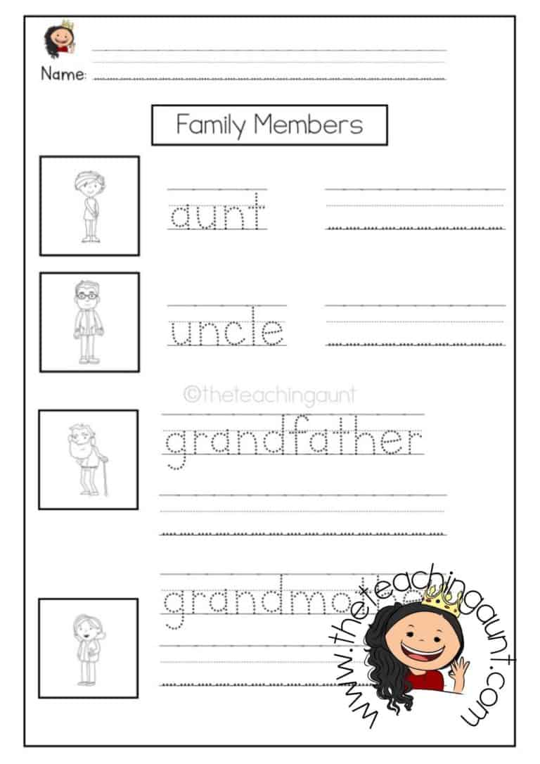 Family Members Worksheets - The Teaching Aunt