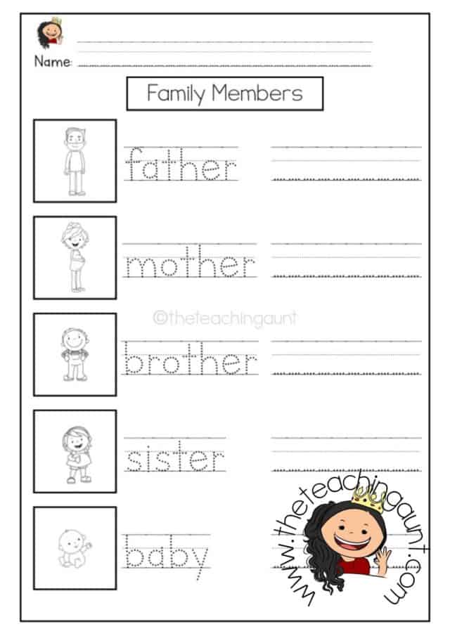 Family Members Worksheets - The Teaching Aunt