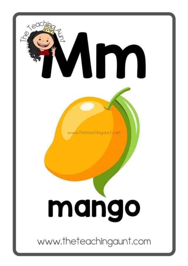 Free Alphabet Fruits and Vegetables Flashcards - The Teaching Aunt