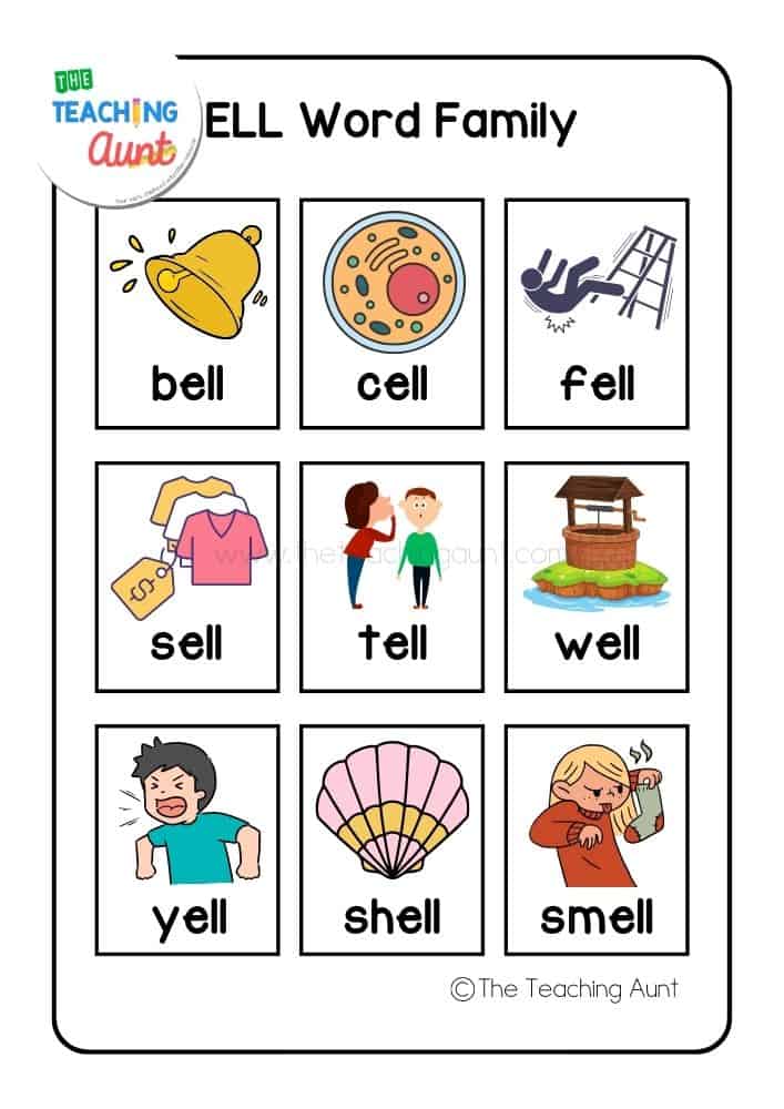 ELL Word Family List The Teaching Aunt