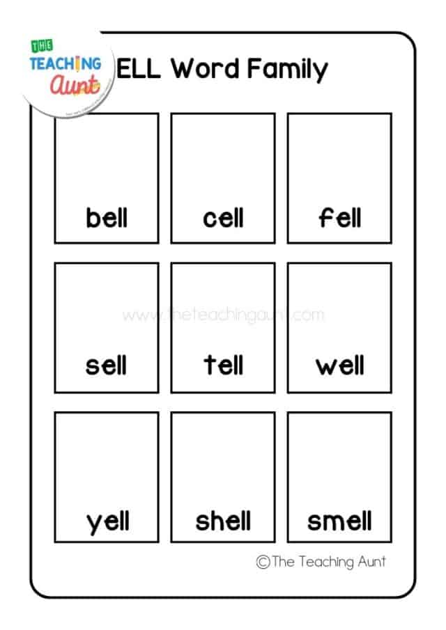 ELL Word Family List - The Teaching Aunt