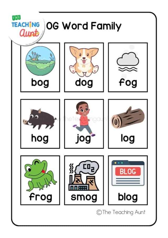 OG Word Family List - The Teaching Aunt