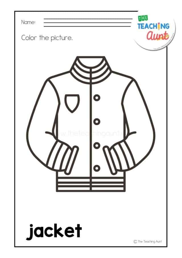 Clothing Coloring Pages - The Teaching Aunt