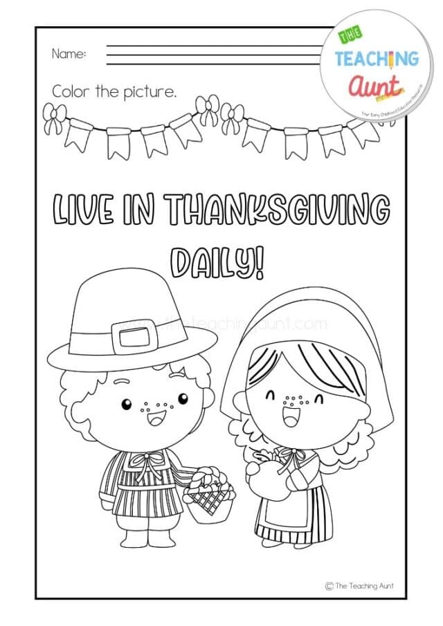 Thanksgiving Coloring Pages for Kids - The Teaching Aunt