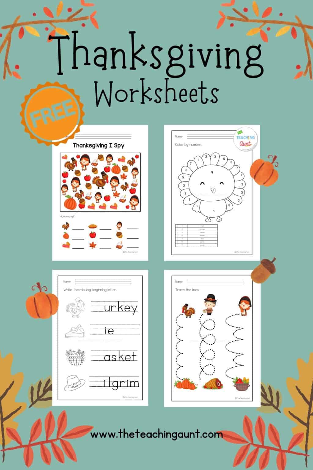 Thanksgiving Worksheets for Preschool - The Teaching Aunt