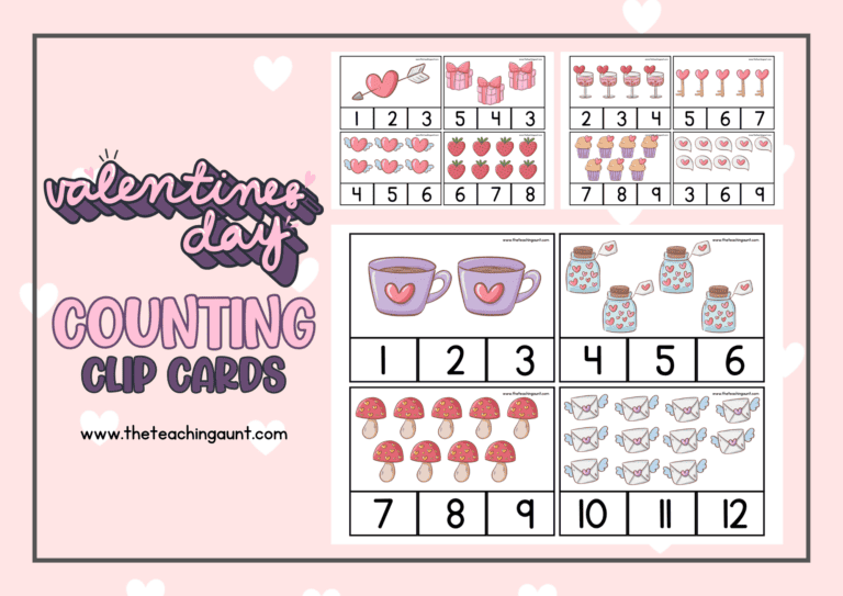 Valentine's Day Counting Clip Cards - The Teaching Aunt