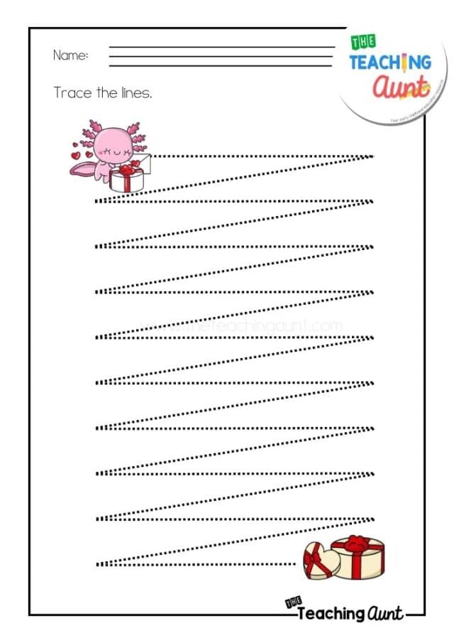Valentine’s Day Tracing Worksheets - The Teaching Aunt
