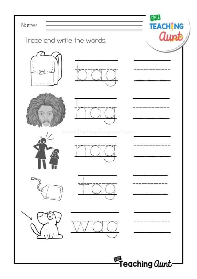 AG Word Family Worksheets - The Teaching Aunt