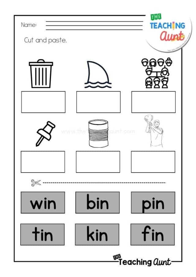 IN Word Family Worksheets - The Teaching Aunt