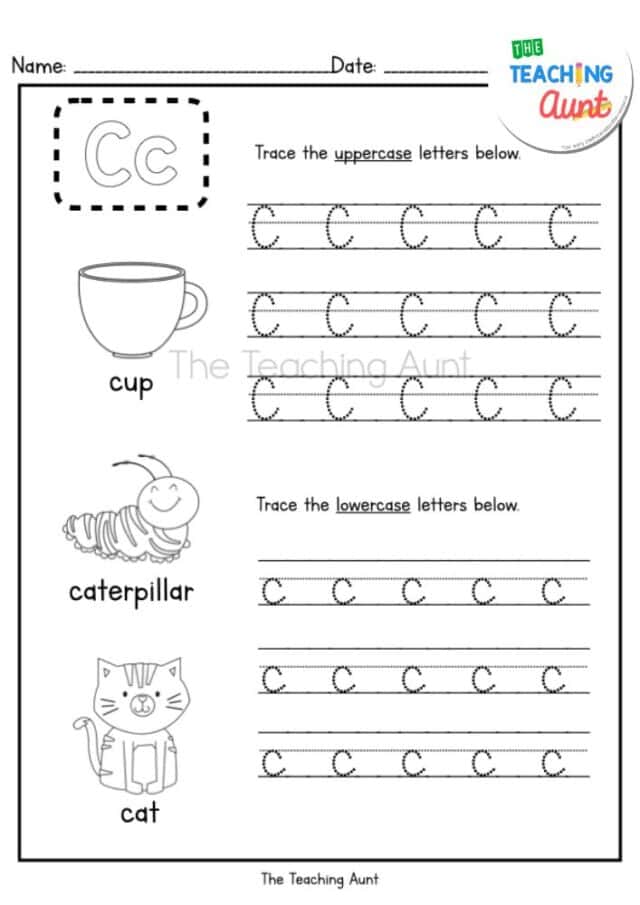 Letters Tracing Worksheets for Kindergarten - The Teaching Aunt