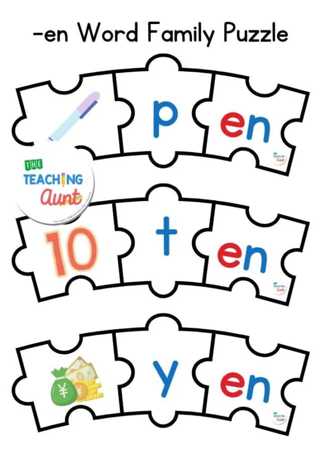 EN Word Family Worksheets - The Teaching Aunt