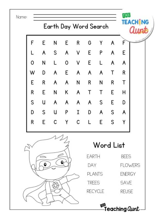 Earth Day Word Search - The Teaching Aunt
