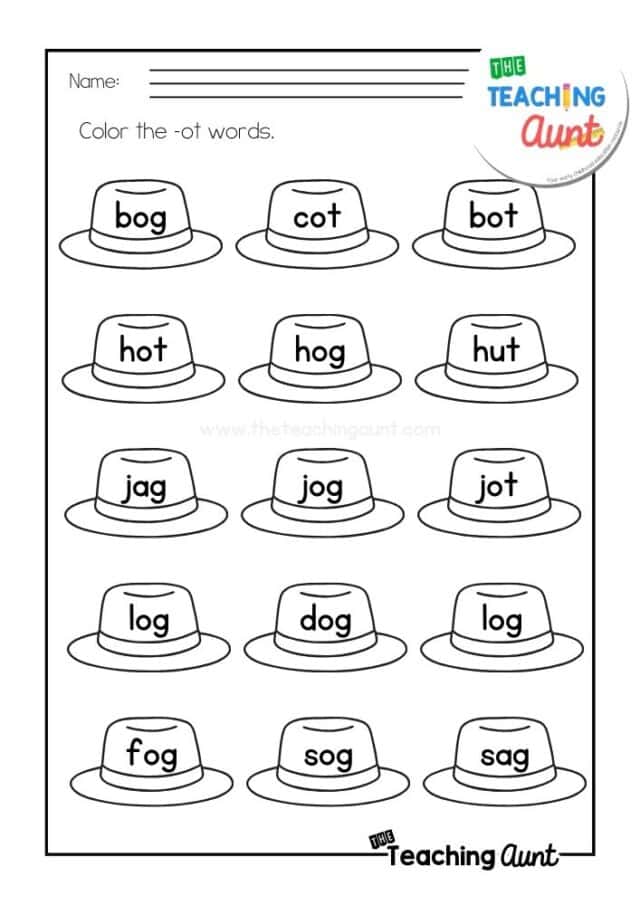 OT Word Family Worksheets - The Teaching Aunt