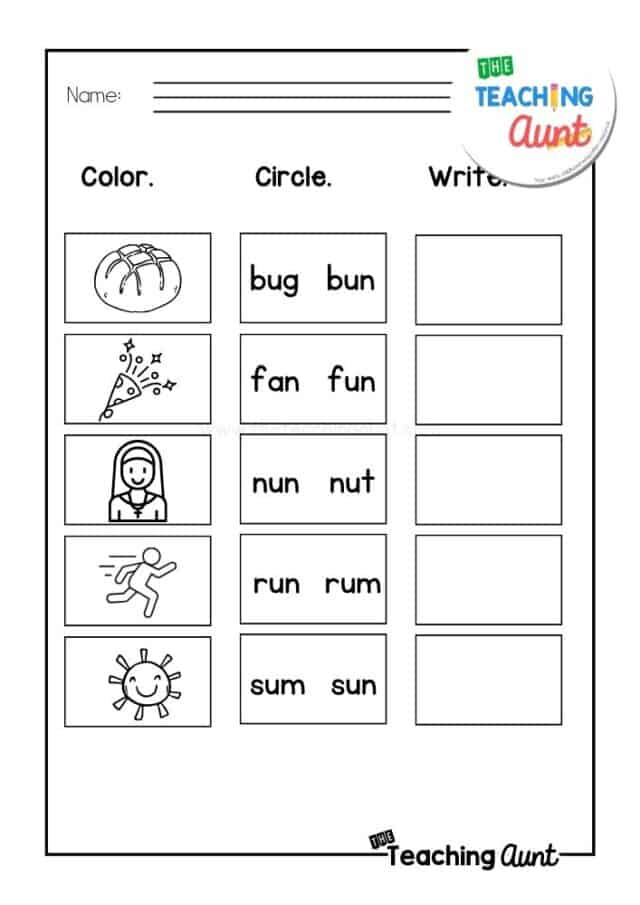 UN Word Family Worksheets - The Teaching Aunt