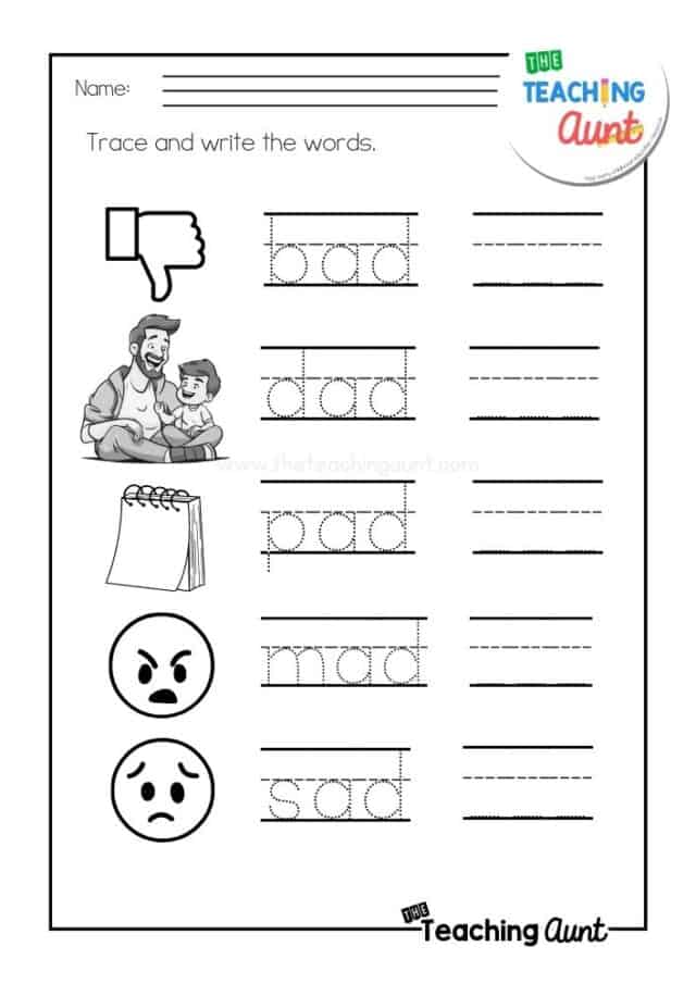 AD Word Family Worksheets - The Teaching Aunt