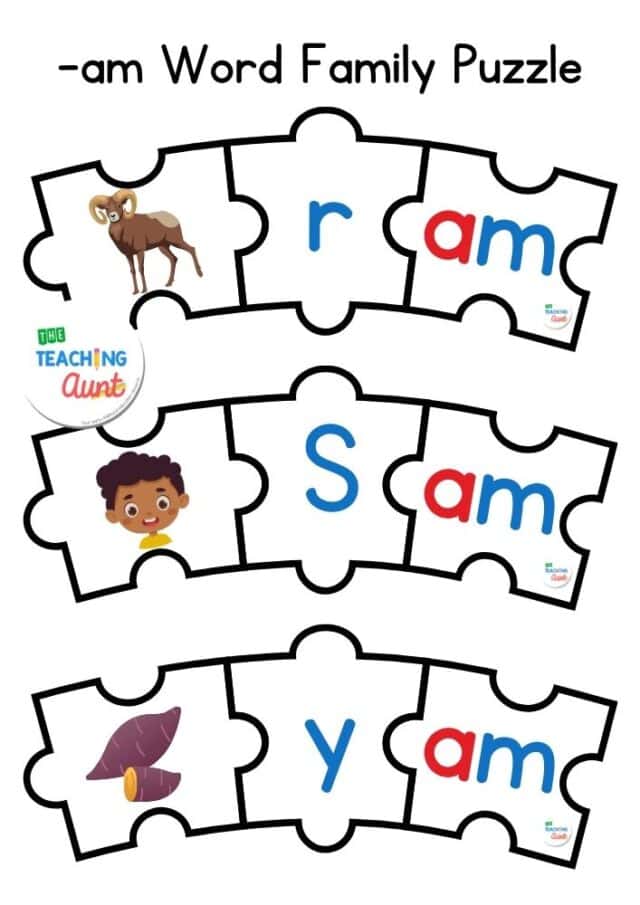 AM Word Family Worksheets - The Teaching Aunt