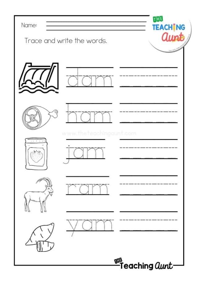 AM Word Family Worksheets - The Teaching Aunt
