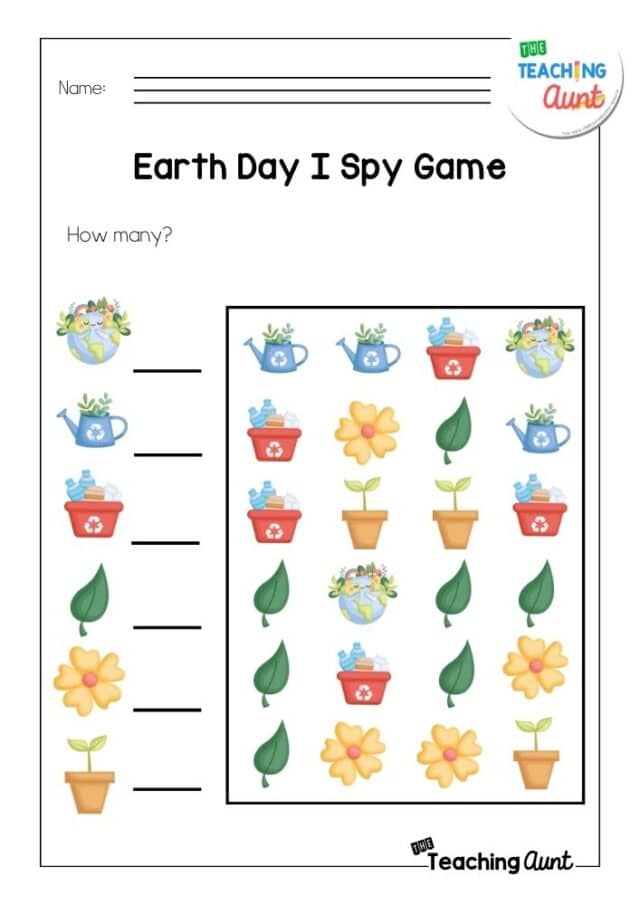 Earth Day I Spy Game - The Teaching Aunt