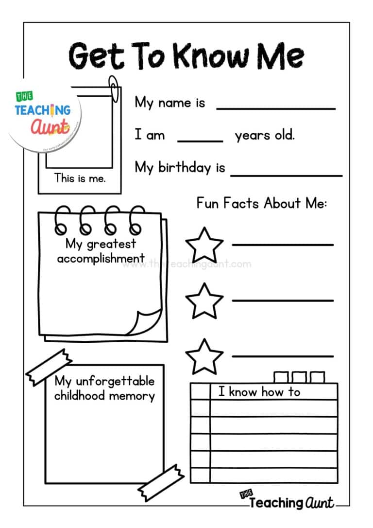All About Me Worksheets Free Printable - The Teaching Aunt