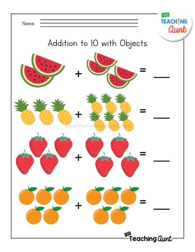 Addition Worksheets - The Teaching Aunt