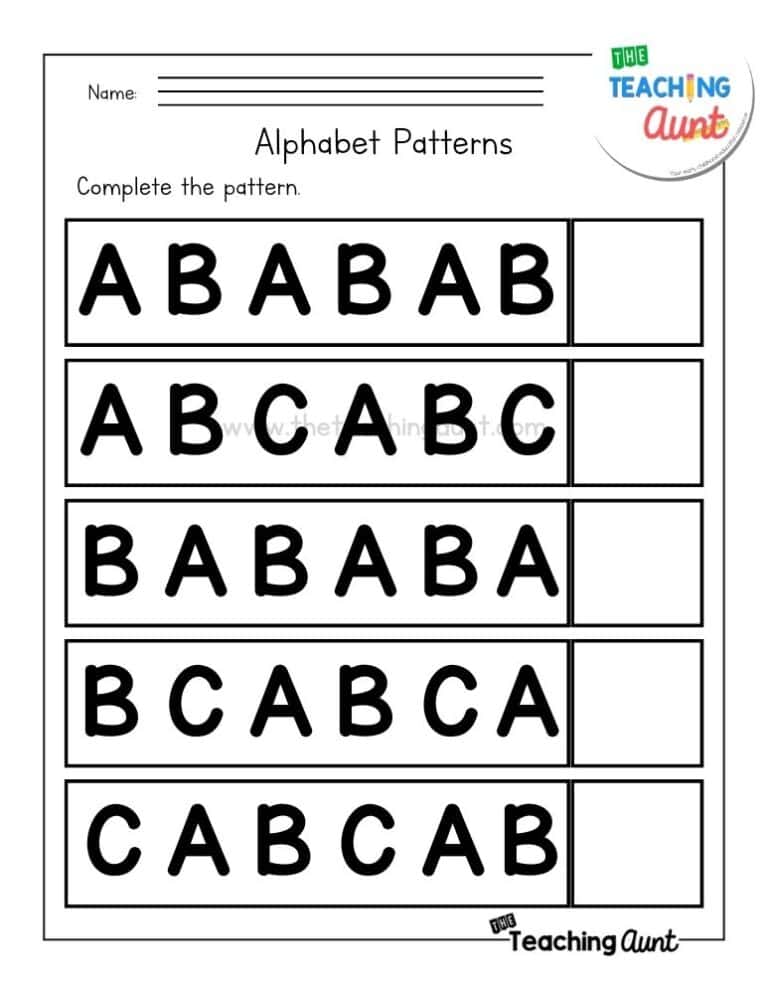 Pattern Worksheets - The Teaching Aunt