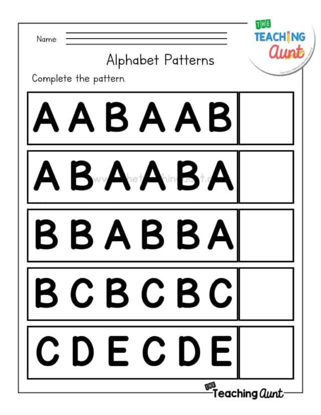 Pattern Worksheets - The Teaching Aunt