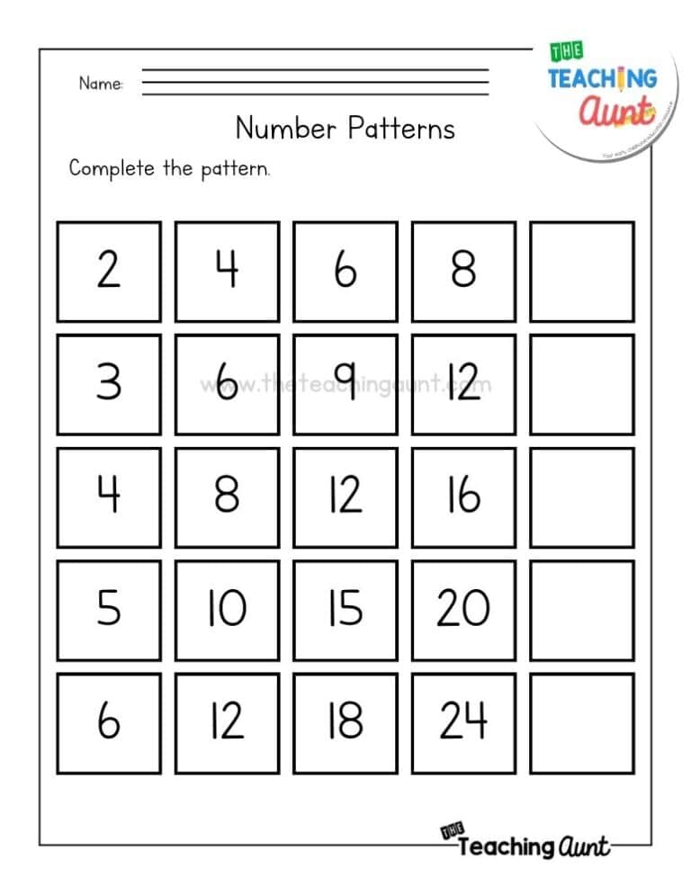 Pattern Worksheets - The Teaching Aunt