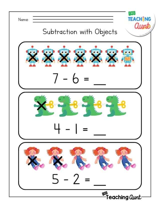 Subtraction Worksheets - The Teaching Aunt
