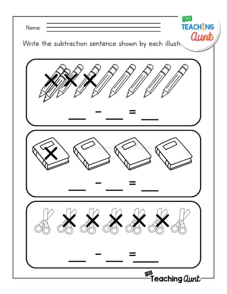 Subtraction Worksheets - The Teaching Aunt