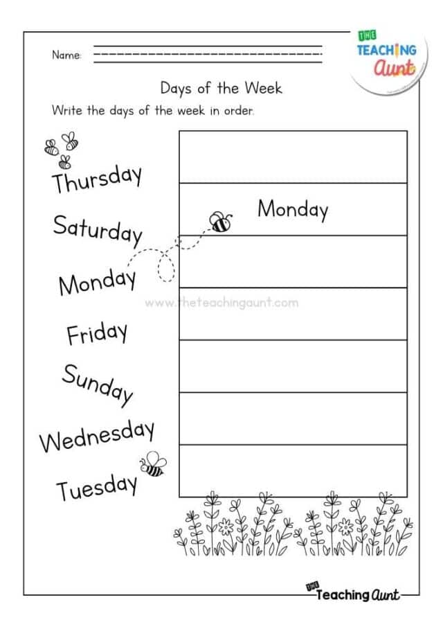 Calendar Worksheets - The Teaching Aunt
