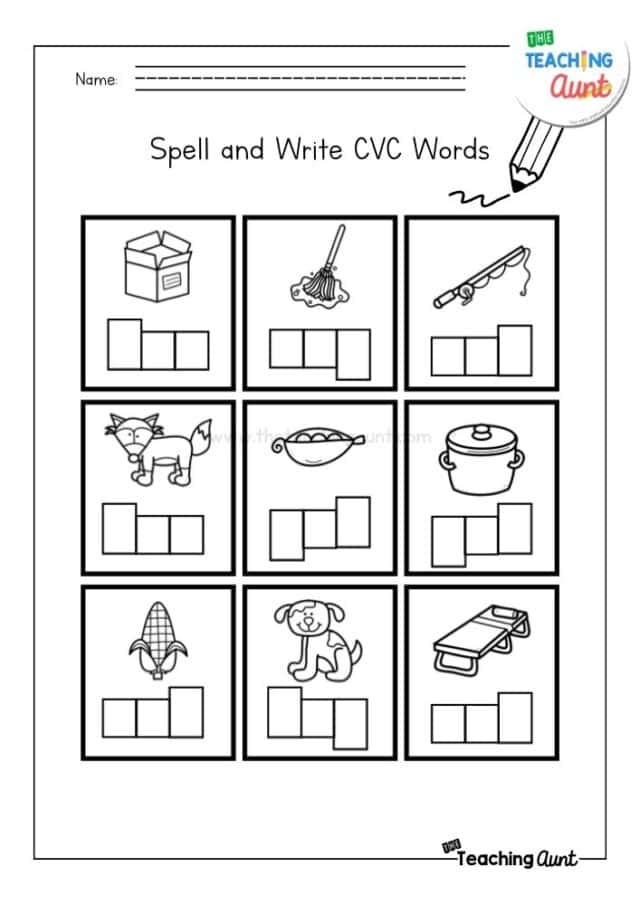 CVC Words Worksheets for Kindergarten. - The Teaching Aunt