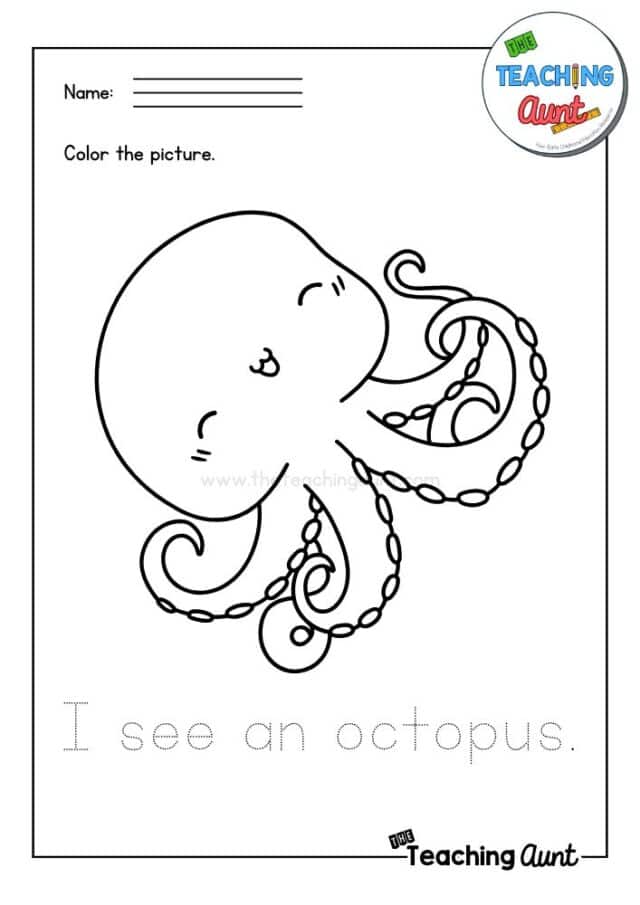 Sea Animals Coloring Pages - The Teaching Aunt