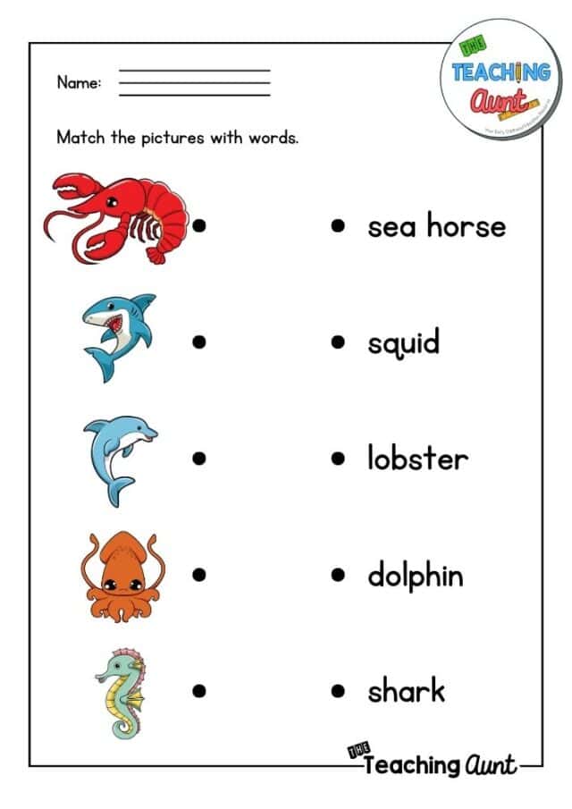 Sea Animals Worksheets - The Teaching Aunt