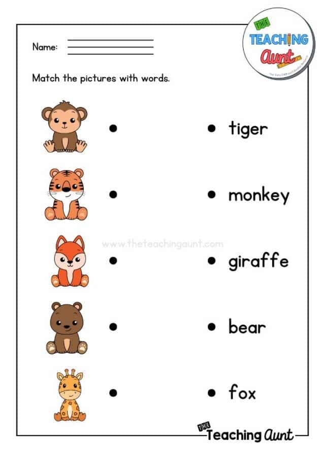 Wild Animals Worksheets - The Teaching Aunt
