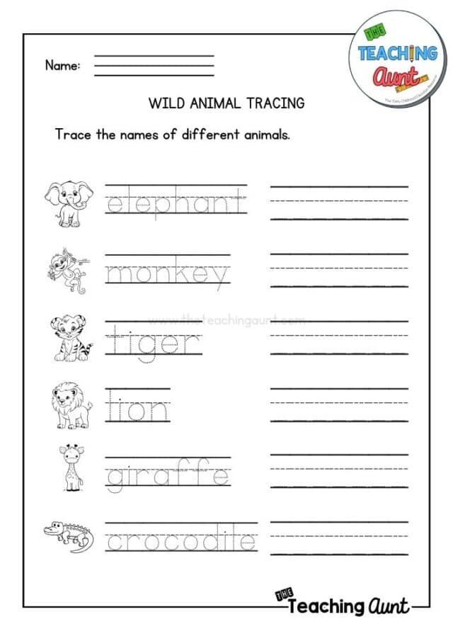 Animals Worksheets - The Teaching Aunt