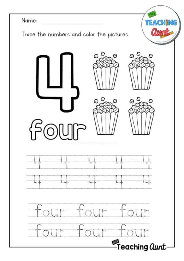 Number Tracing Worksheets - The Teaching Aunt