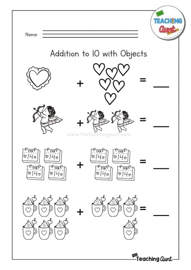 Valentine’s Day Math Worksheets - The Teaching Aunt
